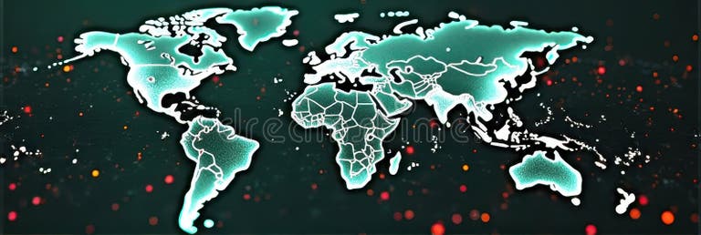 Glowing World Map with Digital Network Connections in Futuristic Design ...