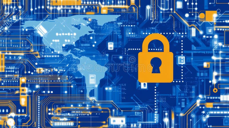 On a Glowing World Map, Digital Padlocks Signify the Data Protection ...