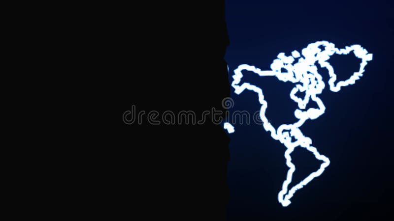 Glowing World Map Disappearing Animation. Digital Technology Concept ...