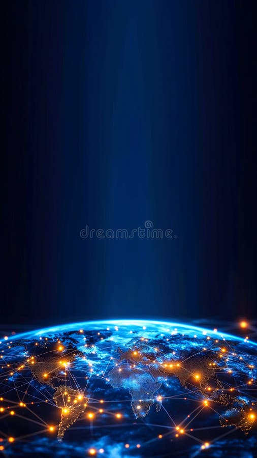 Glowing Digital World Map Data Points Financial Information Stock ...