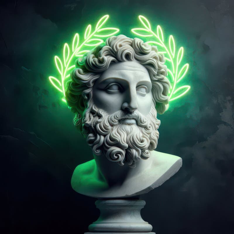 Glowing Wreath on Noble Ancient Marble Figure Stock Illustration ...