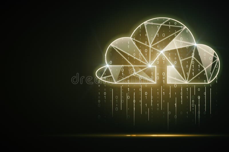 Glowing Yellow Digital Cloud Stock Illustration - Illustration of digital, geometric: 153269874