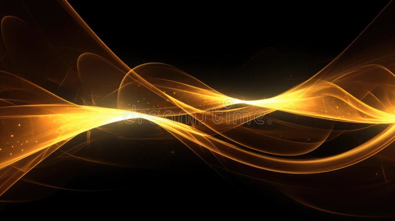 Glowing Yellow Fractal Lines, Abstract Illustration Stock Illustration ...