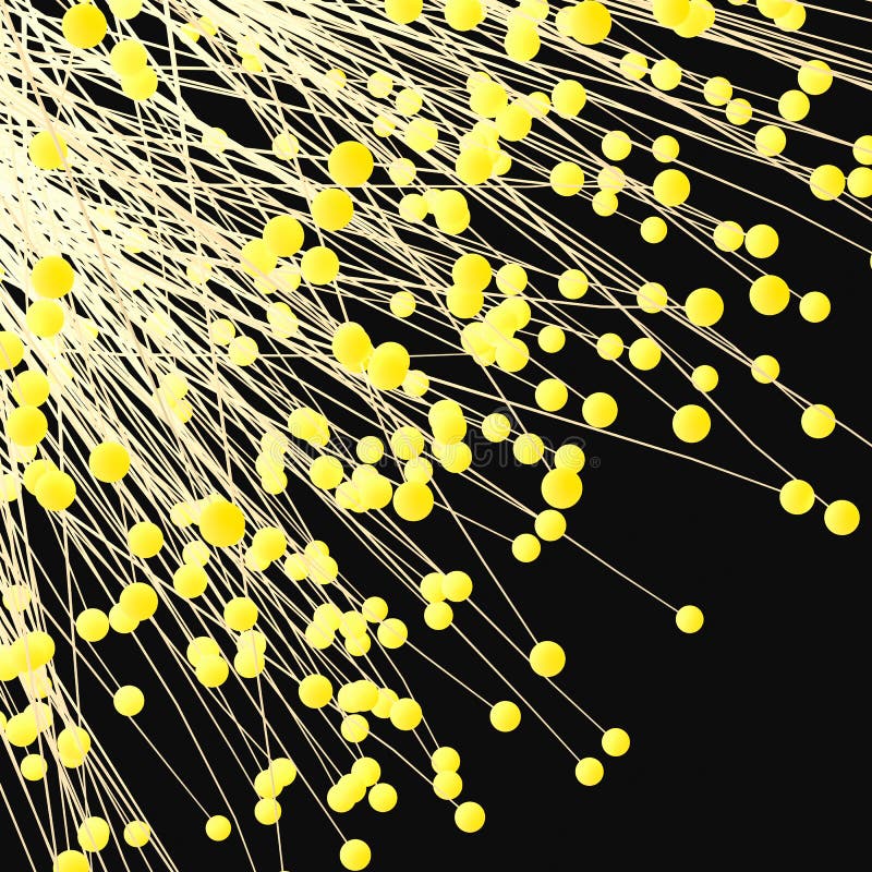 Glowing Yellow Lines and Dots with Dark Background, 3d Rendering Stock ...