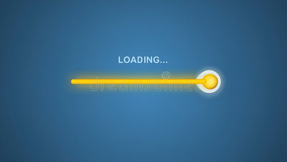 Glowing Yellow Loading Bar with Text " LOADING..." on a Blue Gradient Background Progress Stock ...