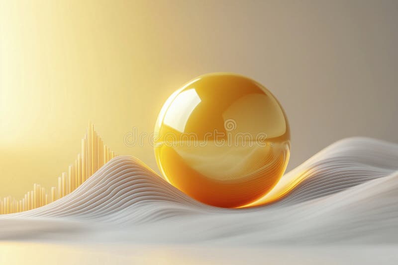 Glowing Yellow Pearl on Minimal White Grid Surface with Soft Yellow ...