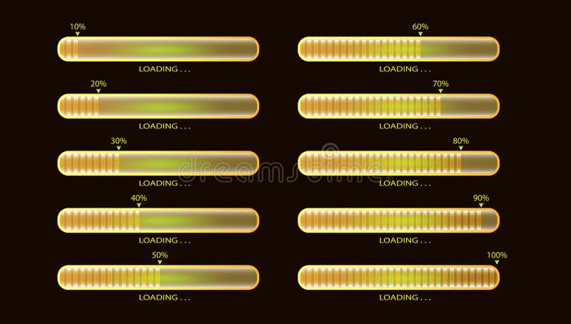 Glowing Yellow Progress Loading Bar, Technology Concept Stock Vector ...