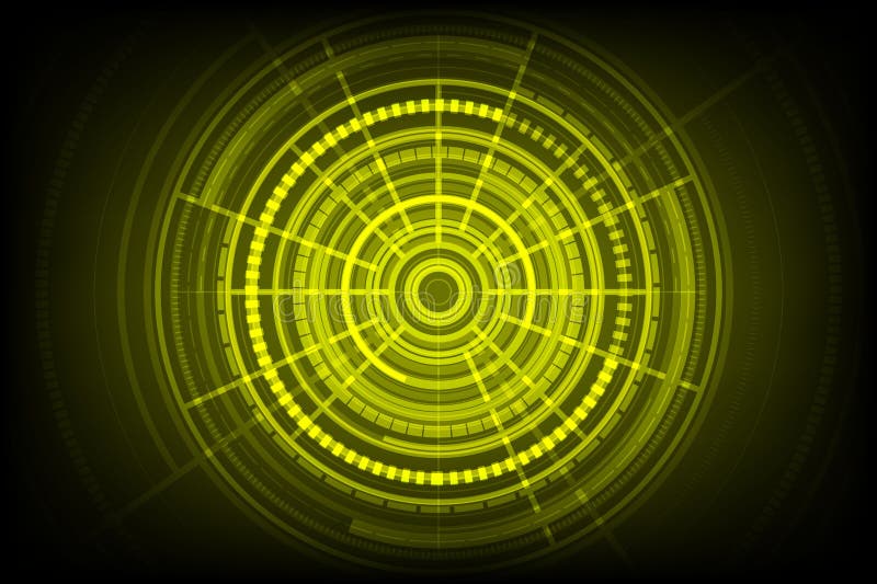 Glowing Yellow Radar Screen with Abstract Technology Design in a ...