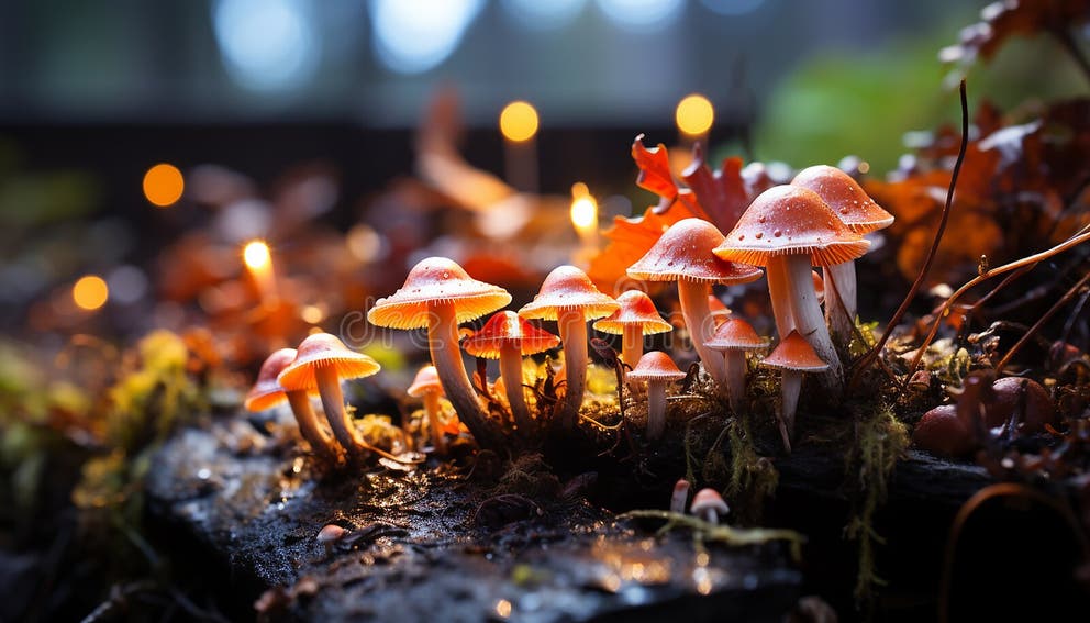 Glowing Yellow Toadstool Shines in Dark Forest, Dangerous and Beautiful ...