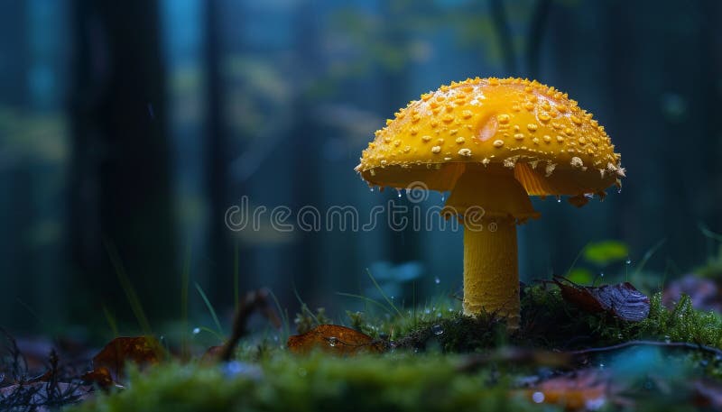 Glowing Yellow Toadstool, a Small Poisonous Beauty in Nature Stock ...