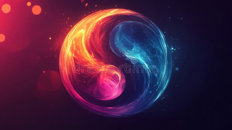 Glowing Yin Yang Symbol with Red and Blue Energy Stock Illustration ...