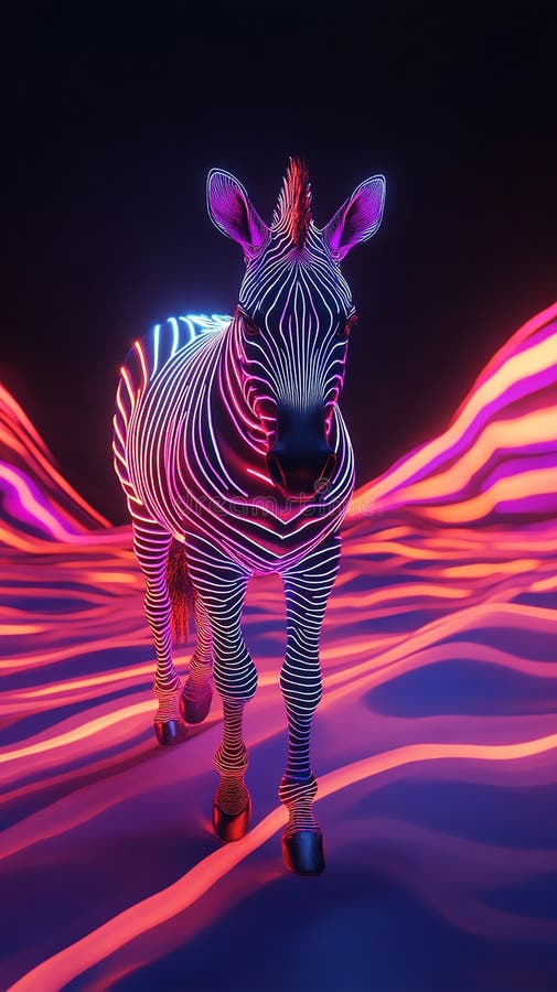 Glowing Zebra: Walking through a Landscape of Stars Stock Illustration ...