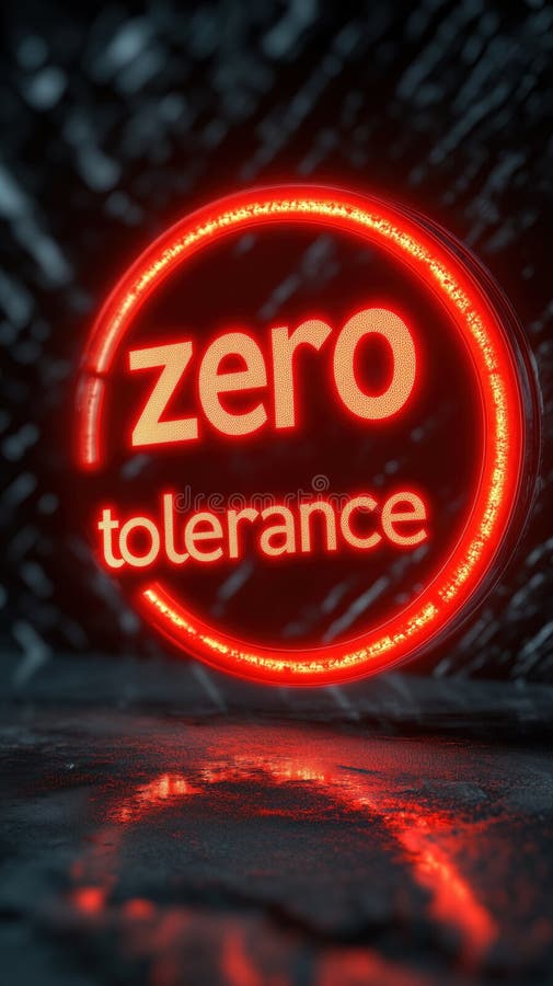 Glowing Zero Tolerance Sign in Dark, Minimalistic Design Stock ...