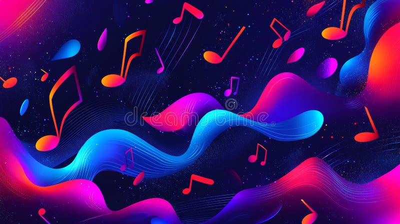Glowy Abstract Music Note Background. Stock Photo - Image of oboe ...