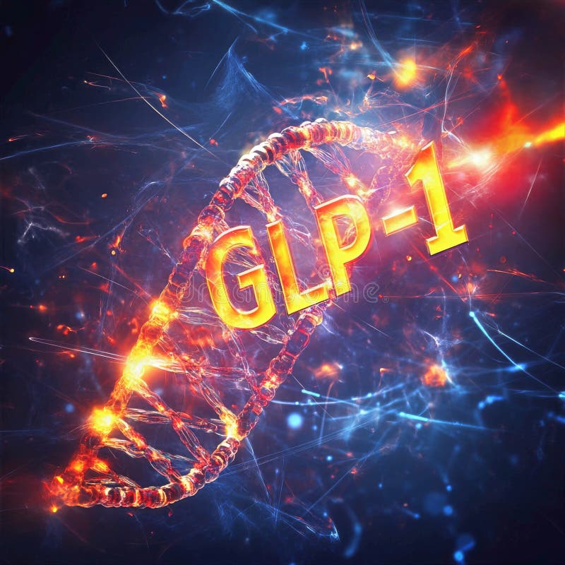 GLP-1 Molecular Structure with Glowing Effects Stock Illustration ...