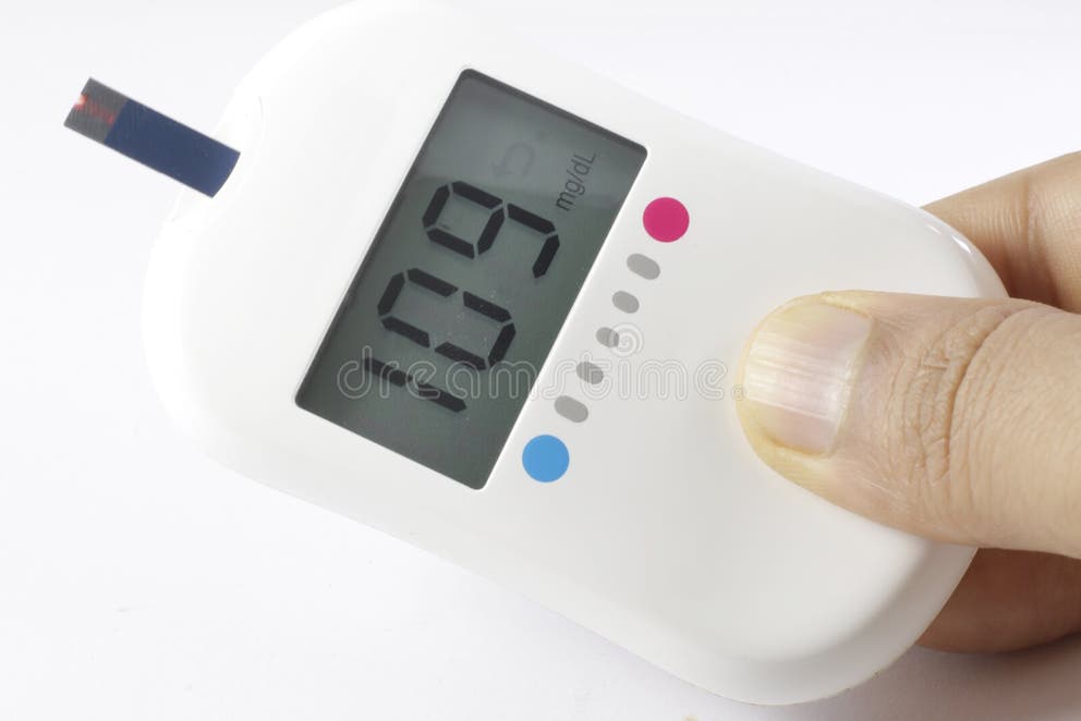 Glucometer Diabetic Sugar Test Result Stock Image - Image of hand ...