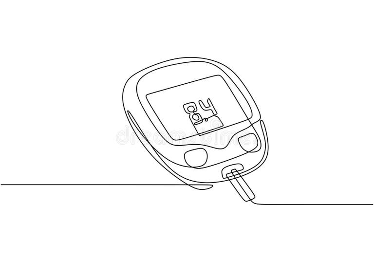 Glucometer One Line Drawing. Single Continuous Diabetes Check Stock ...