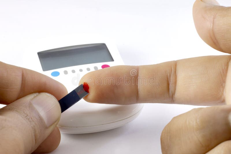 Glucometer Diabetic Sugar Test Pricked Finger Stock Photo - Image of ...