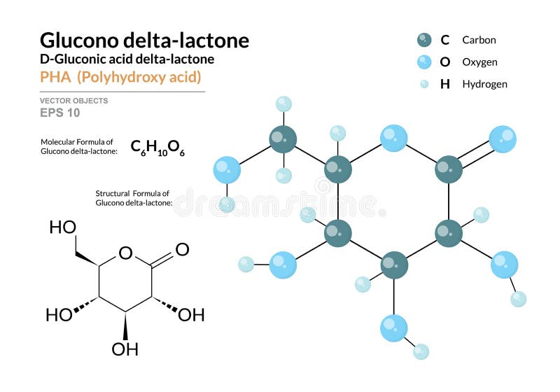 Gluconic Acid. PHA Polyhydroxy Acid. Structural Chemical Formula and ...