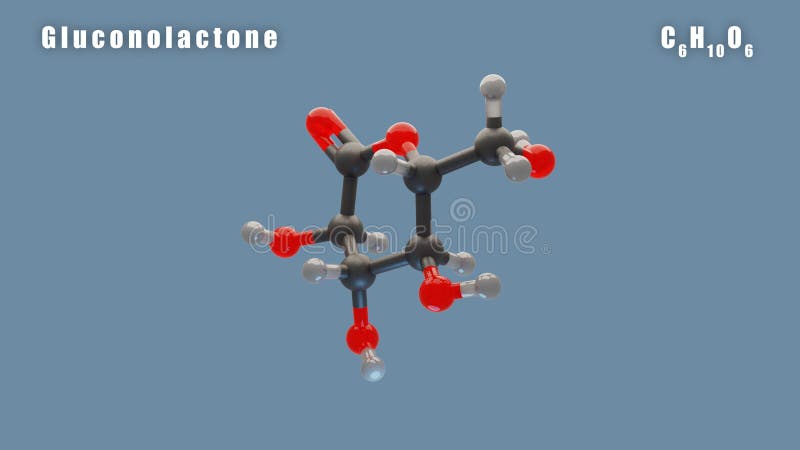 Gluconolactone of C6H10O6 3D Conformer Animated Render. Food Additive ...