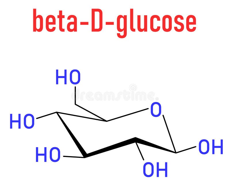 Glucose, Dextrose or Grape Sugar Molecule. Beta-D-glucopyranose Form ...