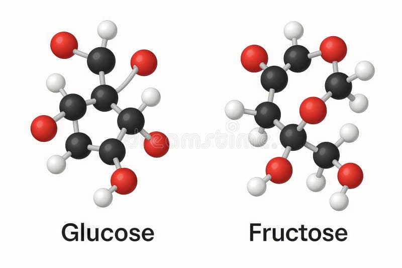 Glucose and Fructose Structures: Simple Molecular Composition of Sugars ...