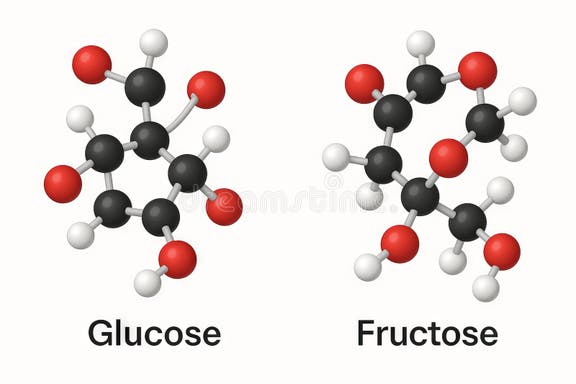 Glucose and Fructose Structures: Simple Molecular Composition of Sugars ...