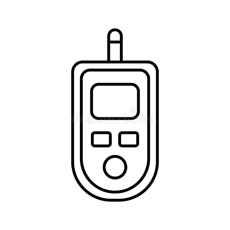 Glucose Meter or Glucometer, Vector Line Icon for Educational Materials ...
