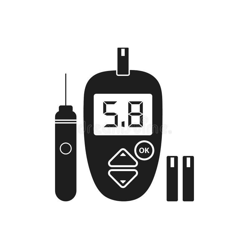 Glucose Meter Icon with Lancet Pen Symbol. Flat Style Vector EPS Stock ...