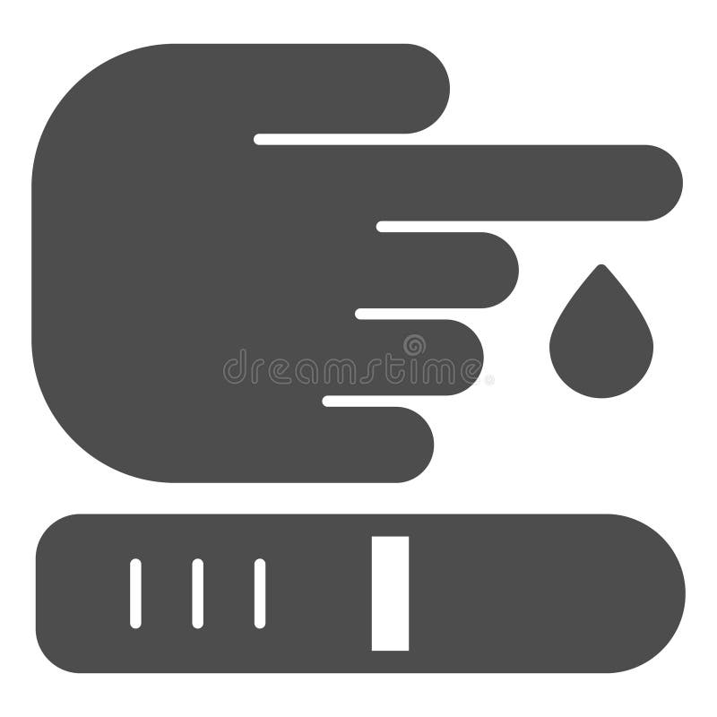 Glucose Meter Strip Strip with Hand Solid Icon, Medical Test Concept ...