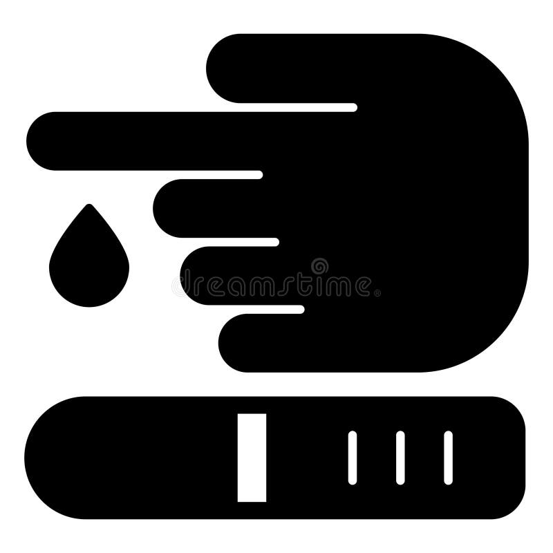 Glucose Meter Strip Strip with Hand Solid Icon, Medical Test Concept ...