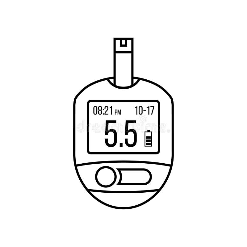 Glucose Meter Vector Illustration. Diabetes Blood Glucose Test ...