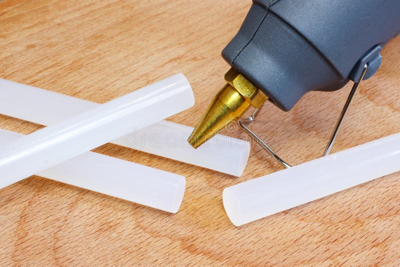 Glue Gun Closeup with Glue Plastic Rods Stock Image - Image of power ...