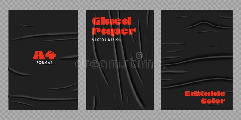 Glued Paper A4 Format, Crumpled Effect. Realistic Vector Design Stock ...
