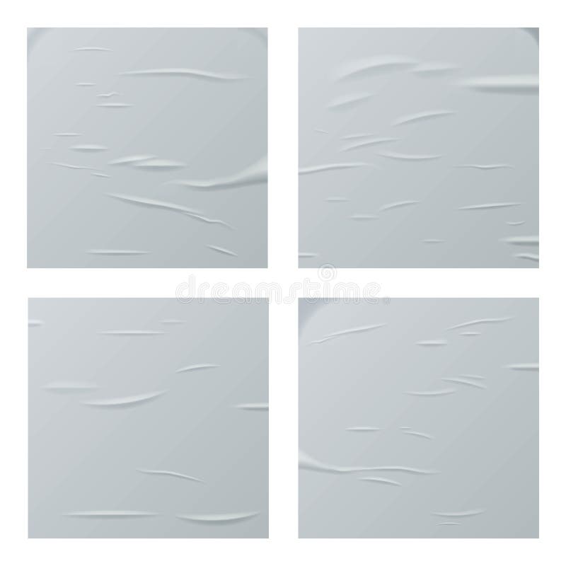 Glued White Square Paper Sheets Set. Vector Isolated Realistic Crumpled ...