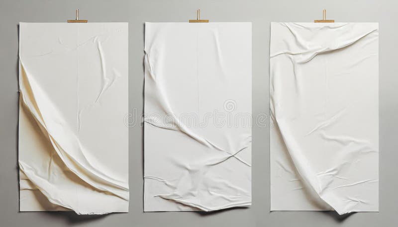 Glued White Square Paper Sheets Set. Vector Isolated Realistic Crumpled ...