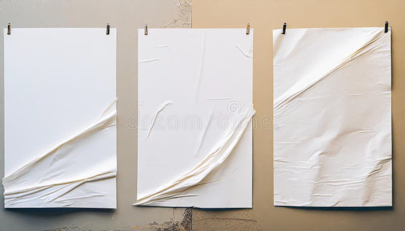 Glued White Square Paper Sheets Set. Vector Isolated Realistic Crumpled ...
