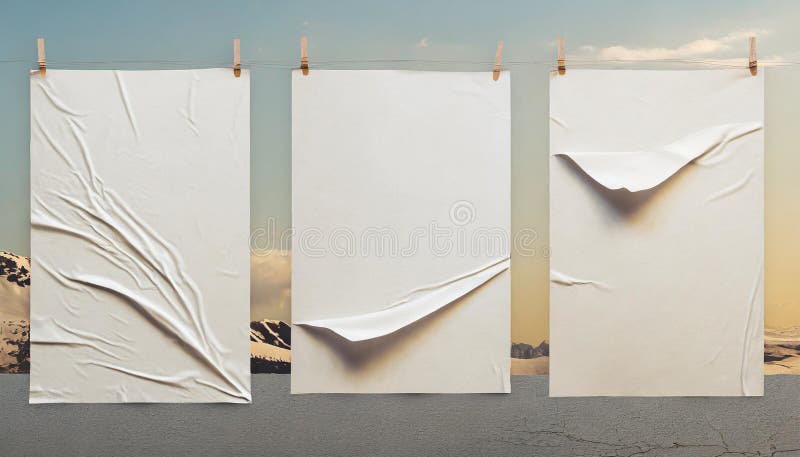 Glued White Square Paper Sheets Set. Vector Isolated Realistic Crumpled ...