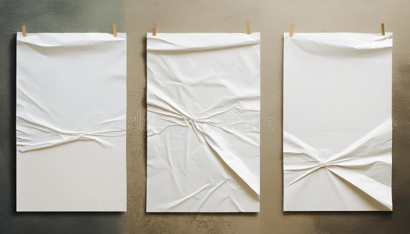 Glued White Square Paper Sheets Set. Vector Isolated Realistic Crumpled ...