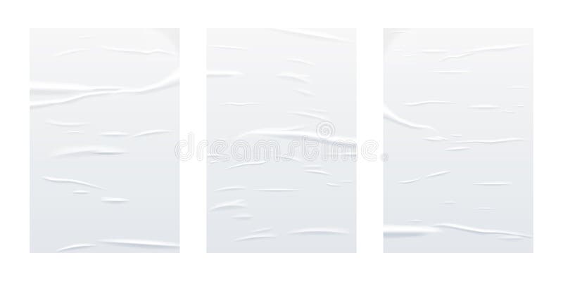 Glued White Vertical Rectangle Paper Sheets Set. Vector Isolated ...
