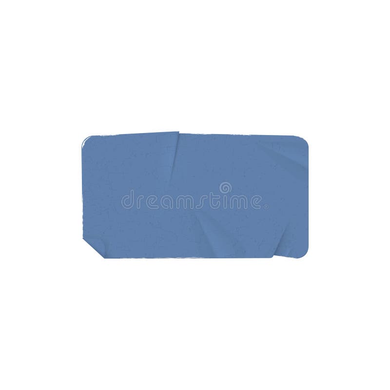 Glued Wrinkles Rectangular Old Blue Paper Sticker Vector Realistic Icon ...