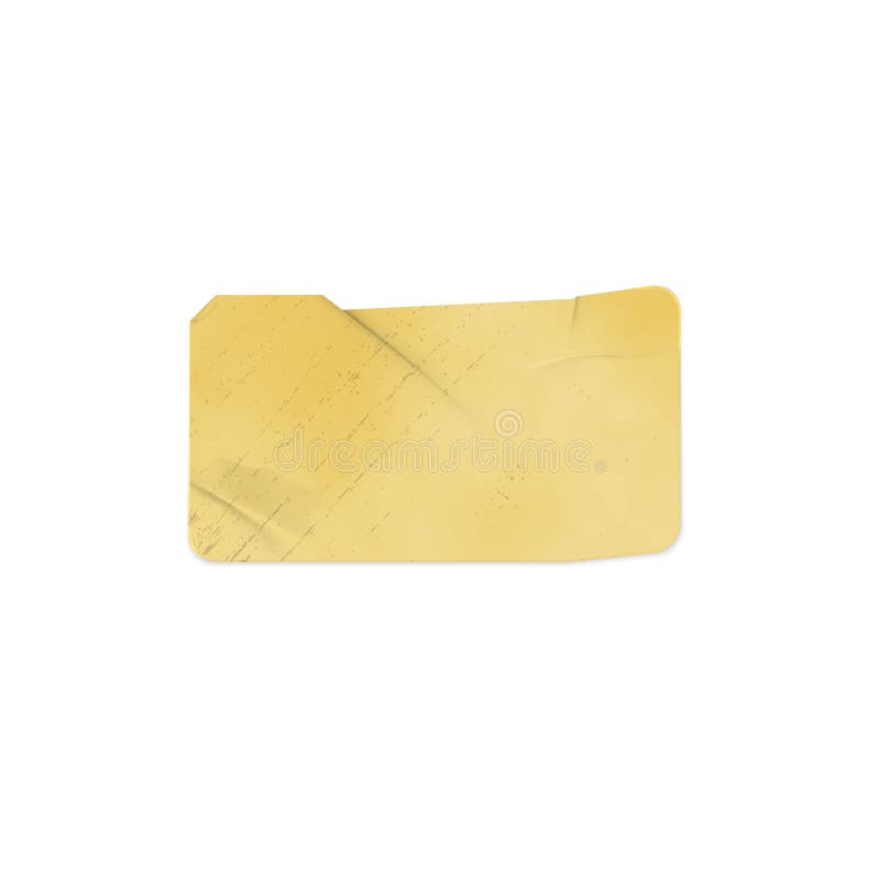 Glued Wrinkles Rectangular Old Yellow Paper Sticker Vector Realistic ...
