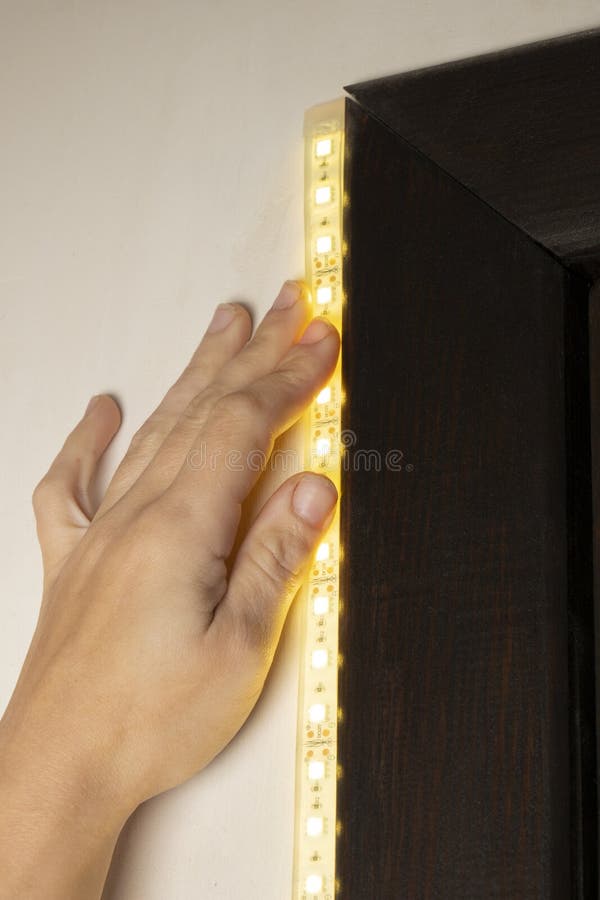 Gluing Instal Decorative LED Strip Light Stock Photo - Image of ...