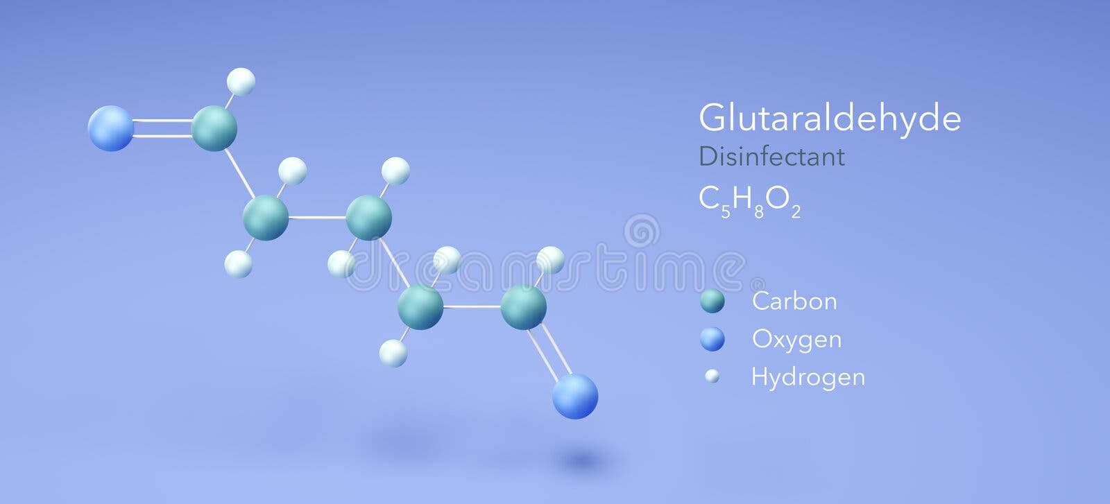 Glutaraldehyde Molecule, Structural Chemical Formula, Ball-and-stick ...