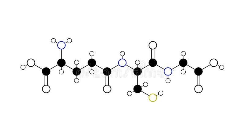 Glutathione Molecule, Structural Chemical Formula, Ball-and-stick Model ...