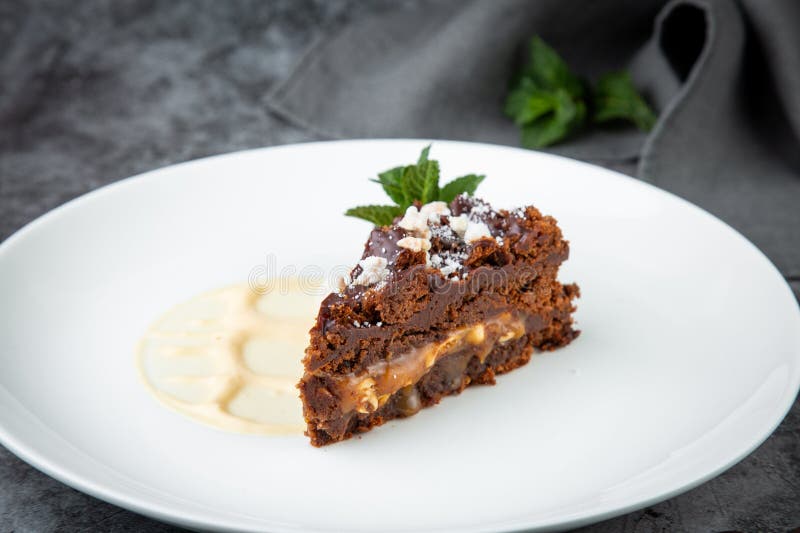 Gluten-free Chocolate Cake with Nut Layer and Berries Stock Image ...