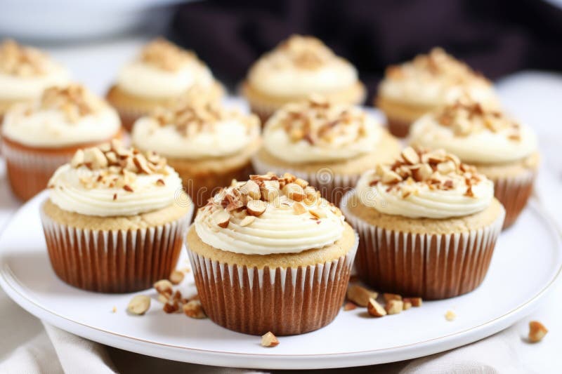 Gluten-free Vanilla Cupcakes Topped with Chopped Nuts Stock ...
