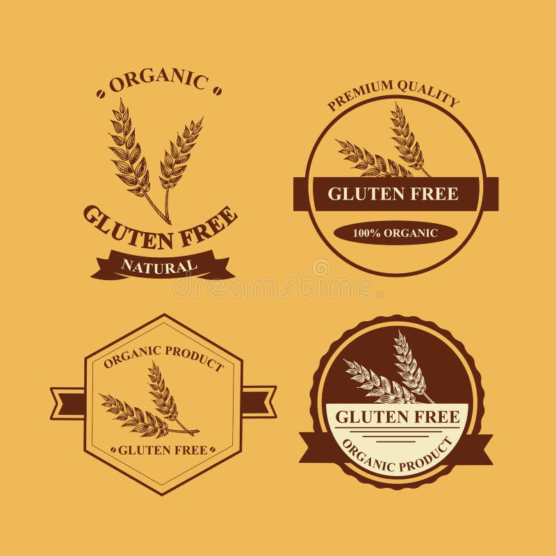 Gluten Free and Wheat Labels. Retro Design. Stock Vector - Illustration ...