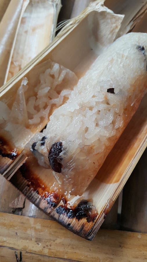 Glutinous Rice Baked in Bamboo Cylinder Stock Image - Image of texture ...