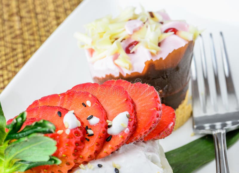 Glutinous Rice with Strawberries Stock Image - Image of food, cream ...